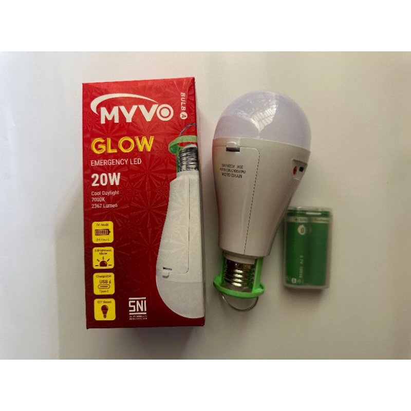 Jual Lampu Bohlam LED Emergency GLOW MYVO 20Watt / 20W | Shopee Indonesia