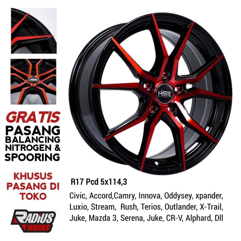 Jual velg mobil hsr vital R17 pcd 5x114,3 untuk Xl7 , Hrv, Civic, Rush, Innova, Xpander, dll ...