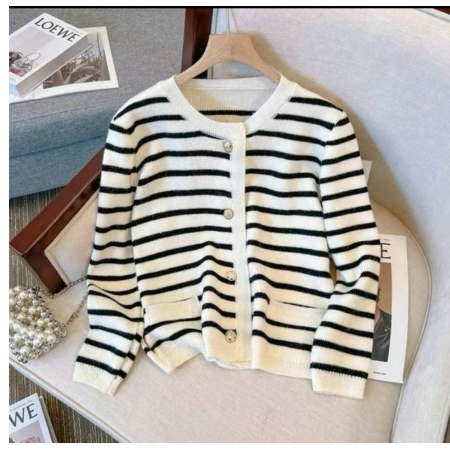 Jual Lalisa Knit Cardy Premium - Cardigan Stripe Wanita Bahan Rajut Premium Tebal | Shopee Indonesia