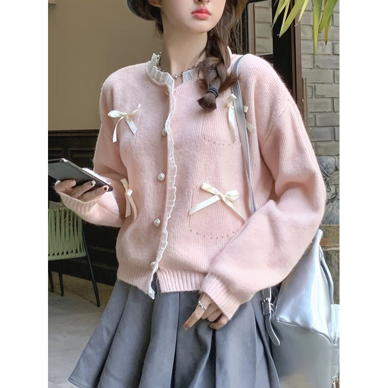 Jual Pink ribbon cardigan coquette | Shopee Indonesia