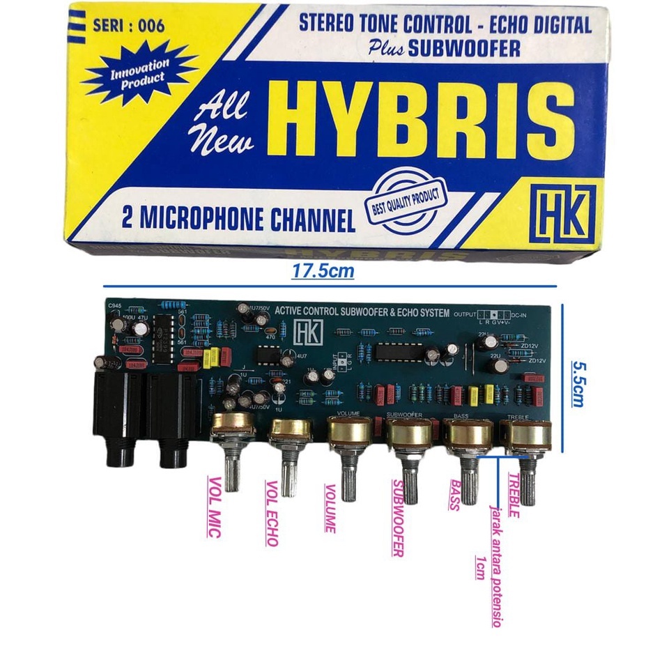 Jual STEREO TONE CONTROL HYBRIS dan ECHO DIGITAL + SUBWOOFER + 2mic ...