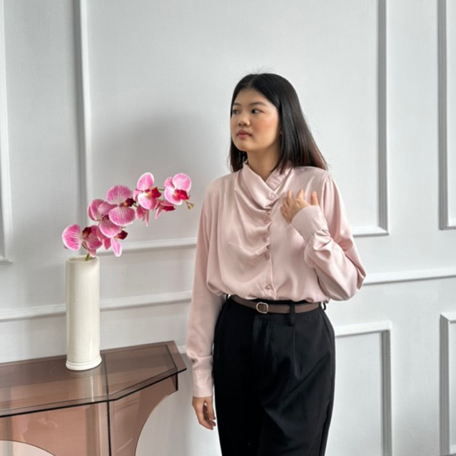 Jual LOUISA BLOUSE SILK ATASAN BAJU KANTOR KOREAN BLOUSE SATIN BAJU ...
