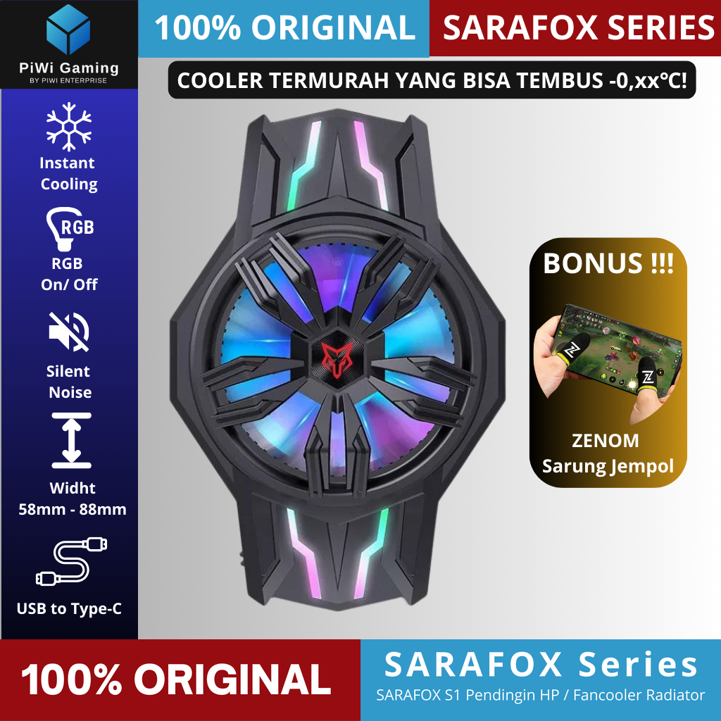 Jual SARAFOX S1 Radiator Fan Cooler RGB Gaming Heatsink Mobile Phone ...