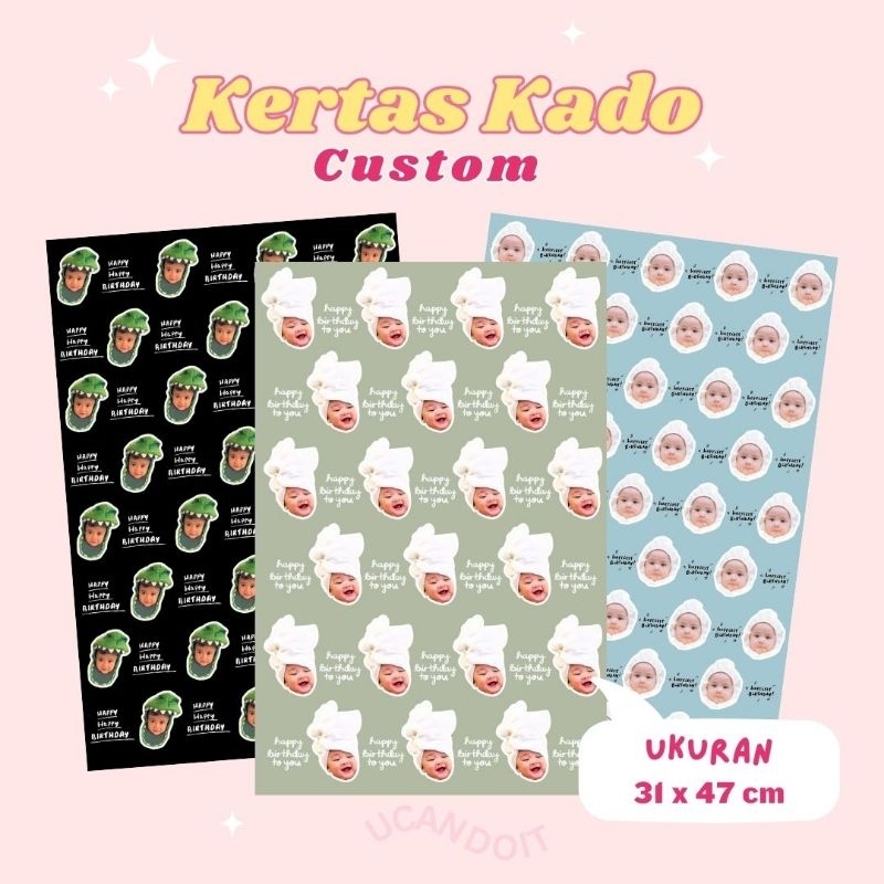 Jual KERTAS KADO CUSTOM A3+ | Kertas Kado Custom Wajah dan Tulisan ...
