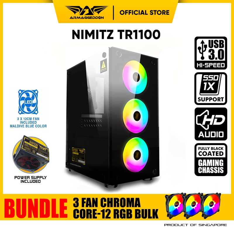 Jual Armaggeddon Nimitz TR1100 Micro ATX Gaming PC Case With PSU ...