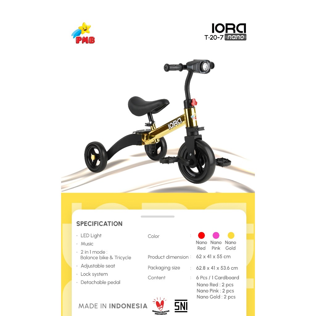 Jual Sepeda Roda Tiga & balance bike IORA Tricycle T20-7 – 2 IN 1 ...