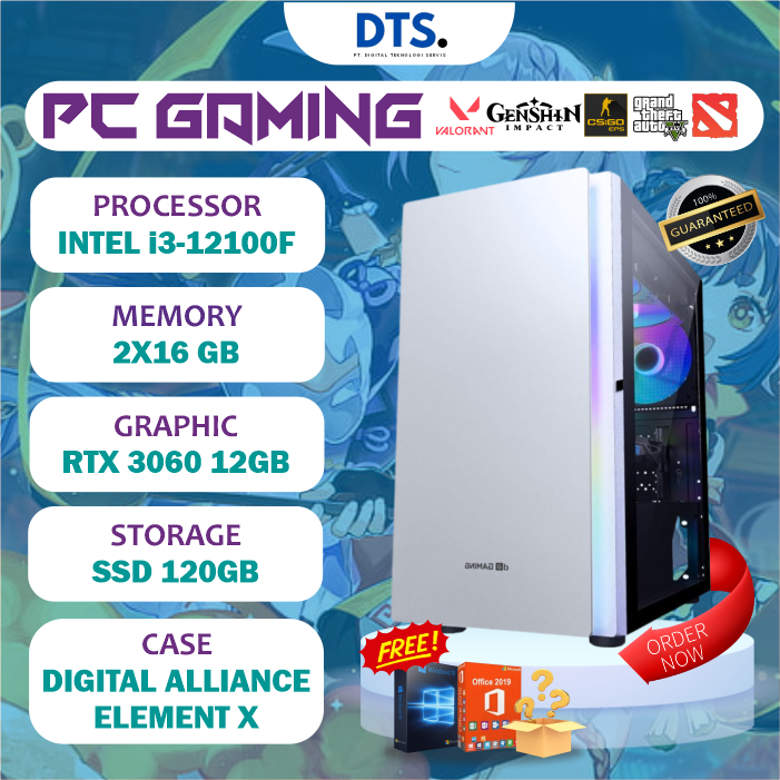 Jual PC Gaming | Intel i3 12100F | RTX 3060 12GB | 32GB RAM | SSD ...