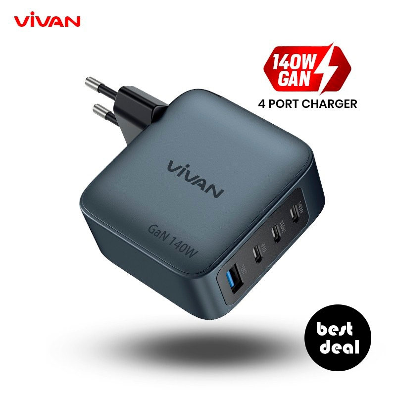 Jual Vivan GaN05 140W Max GaN Quick Charging 4 Port USB-C USB-A Adaptor ...
