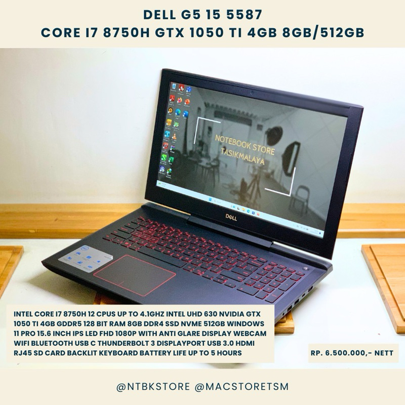 Jual DELL GAMING G5 5587 i7 8750H 128GB 1TB 8GB GTX 1050 Ti 4GB 15.6 ...