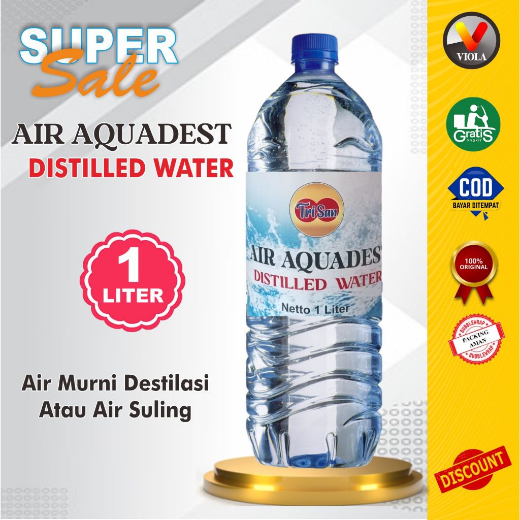 Jual Aquadest Aquades Air Suling Liter Distilled water Ukuran 1 Liter ...