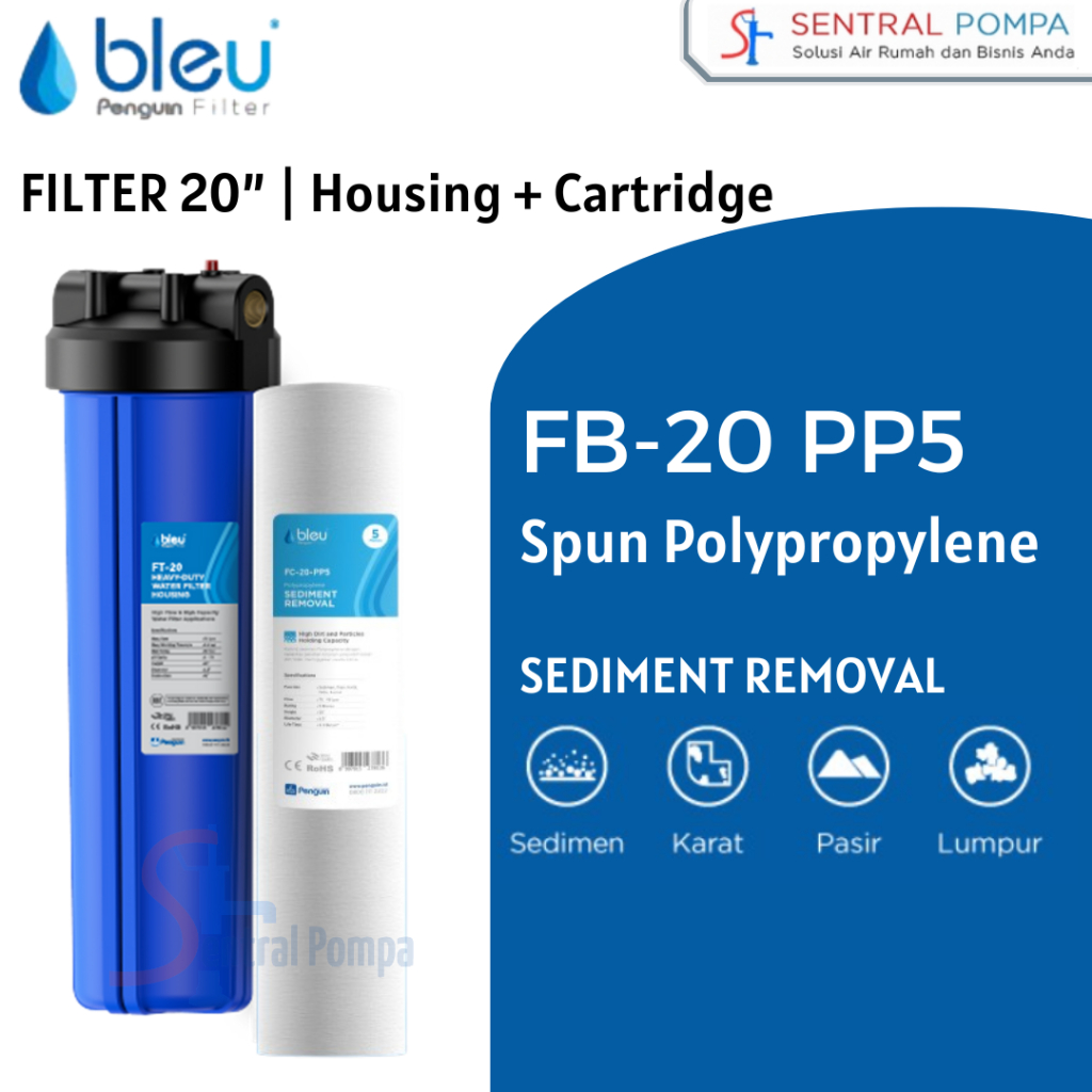 Jual Water Filter Penguin 20" Saringan Air FB-20 PP Cartridge 5 mikron ...