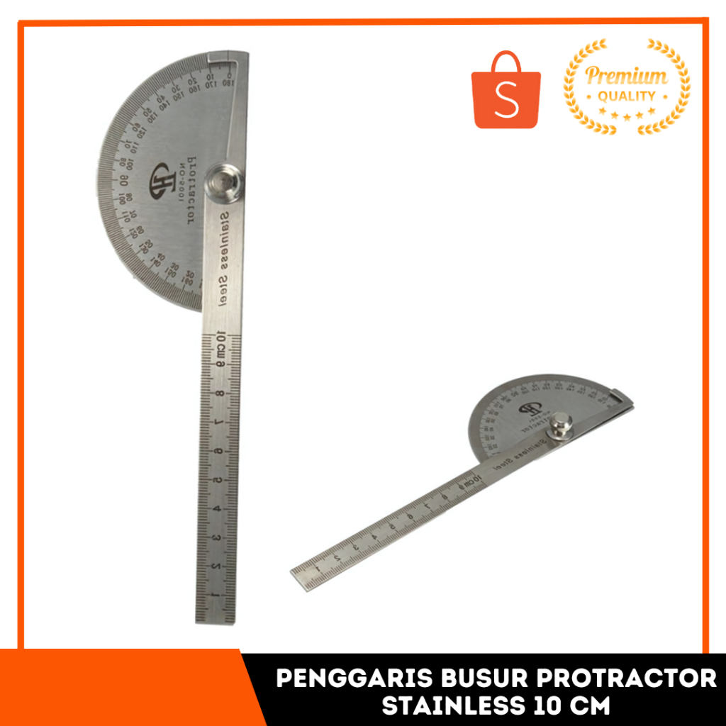 Jual Penggaris Busur Protractor Stainless 10 CM Alat Garisan Pengukur ...
