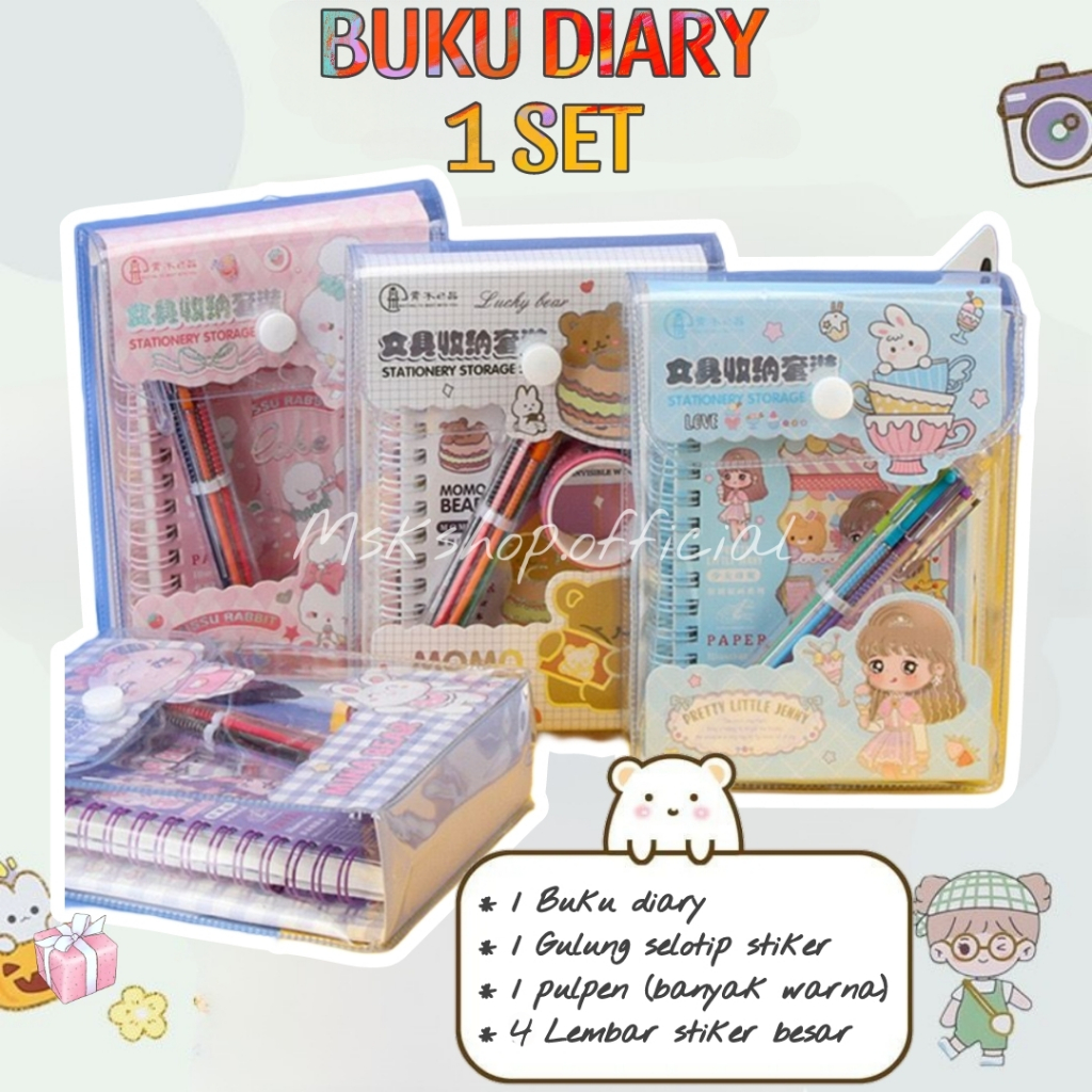 Jual BUKU BINDER 1 SET/ NOTEBOOK BUKU CATATAN MOTIF LUCU/ BUKU DIARY ...