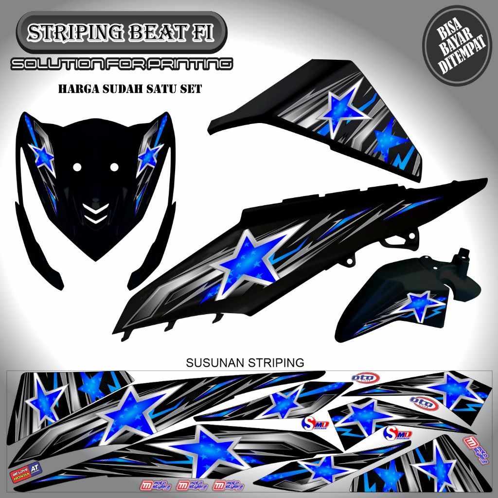 Jual STRIPING VARIASI STICKER HONDA BEAT FI MOTIF BINTANG | Shopee ...