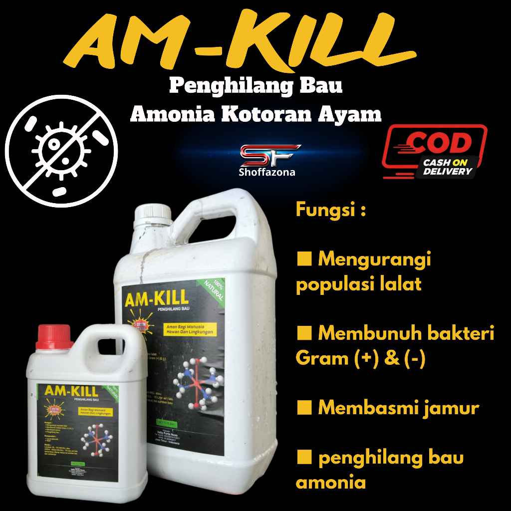 Jual Amkill 1 Liter Penghilang Bau Amonia Ayam Broiler, Ayam Petelur, Ayam Kampung, Ayam Bangkok ...