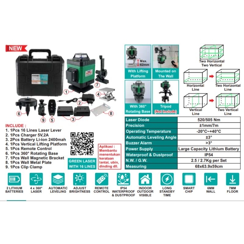 Jual Laser bangunan waterpas laser 4D wipro ZL 360 | Shopee Indonesia