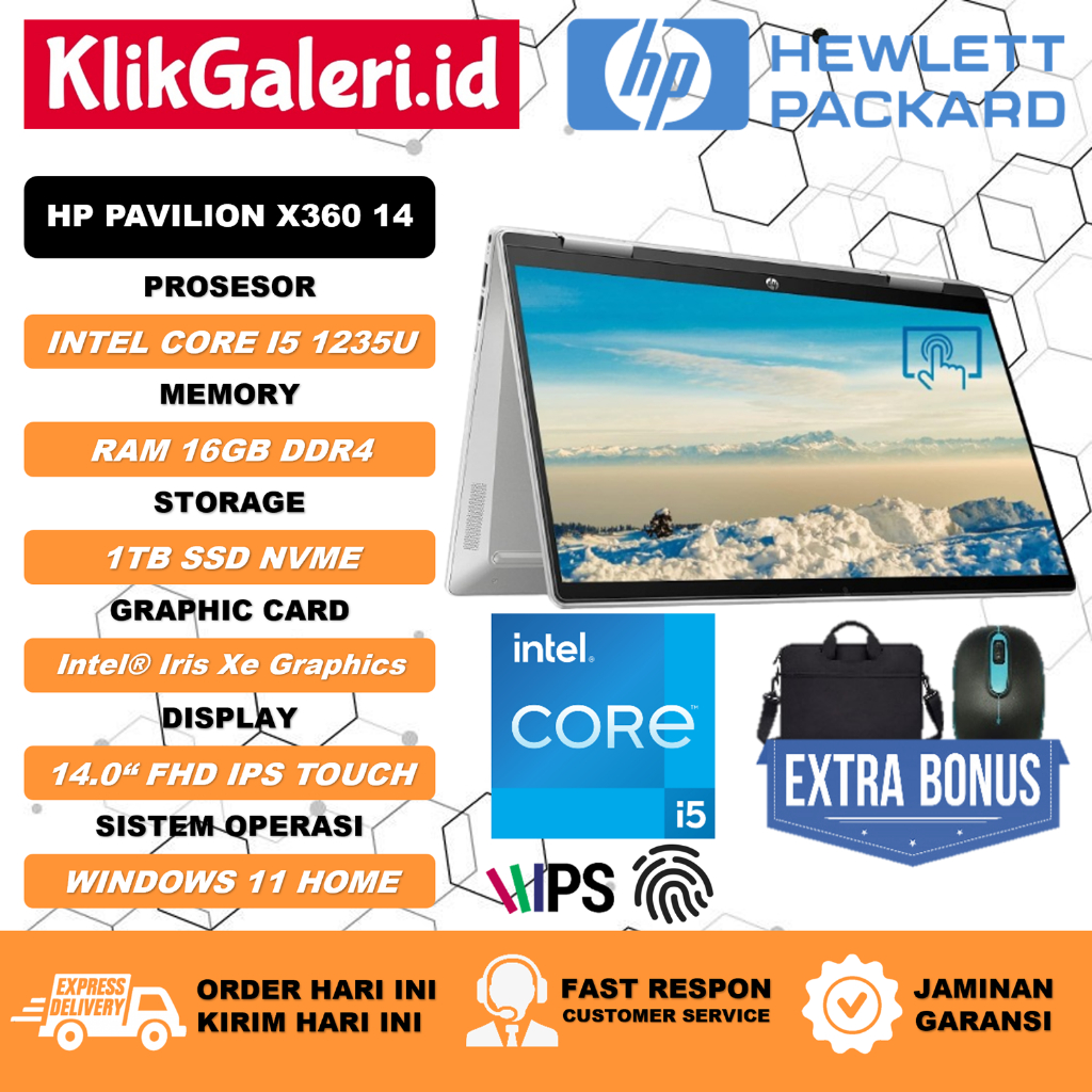Jual Laptop Hp Pavilion X360 touchscreen Intel Core I5 Gen 12 RAM 16GB ...