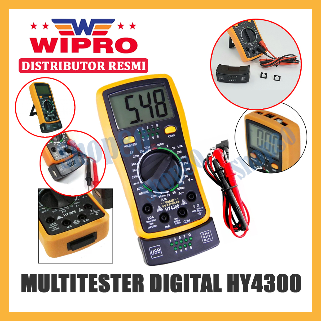 Jual Wipro Multitester DIgital Avometer Multimeter Multi Tester HY4300 ...