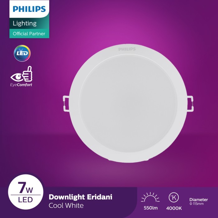 Jual Philips Lampu Downlight ERIDANI 100 7W 40K WH Recessed LED Natural ...