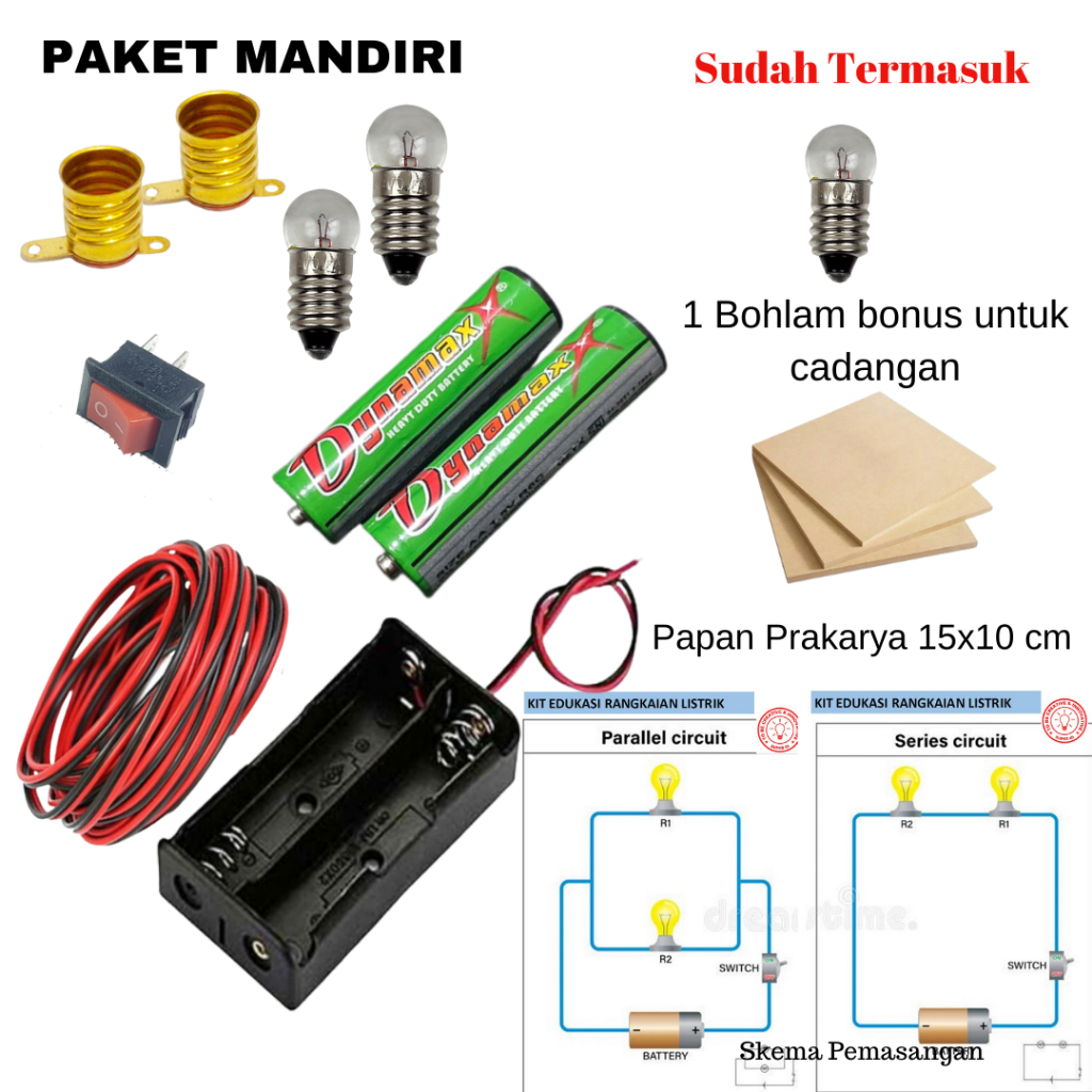 Jual PAKET Rangkaian lampu rangkaian listrik seri dan lampu paralel ...