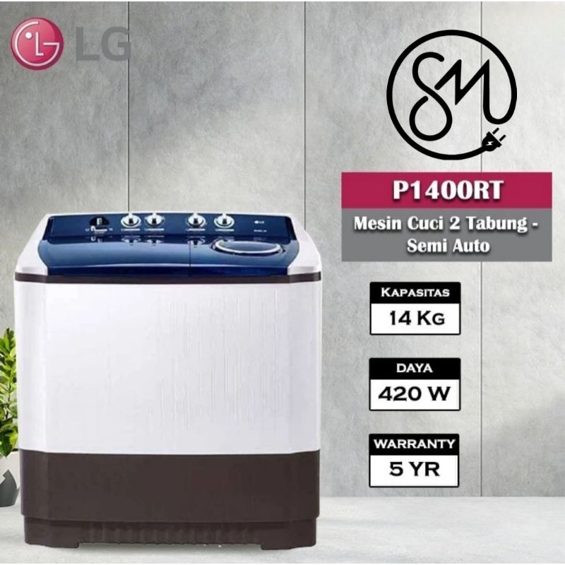 Jual Mesin cuci LG 14 kg P1400RT Twin tube 2 tabung Wind Jet Dry ...