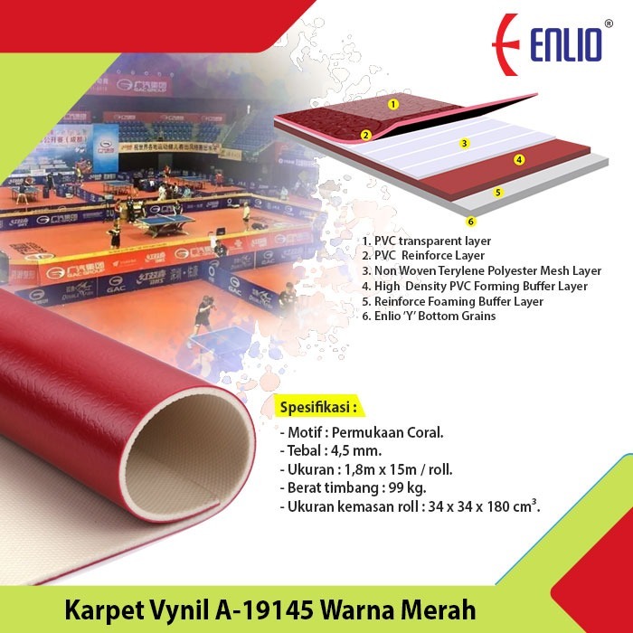 Jual Karpet Vinyl indoor A-19145 warna merah /roll (1,8 x 15m) | Shopee ...