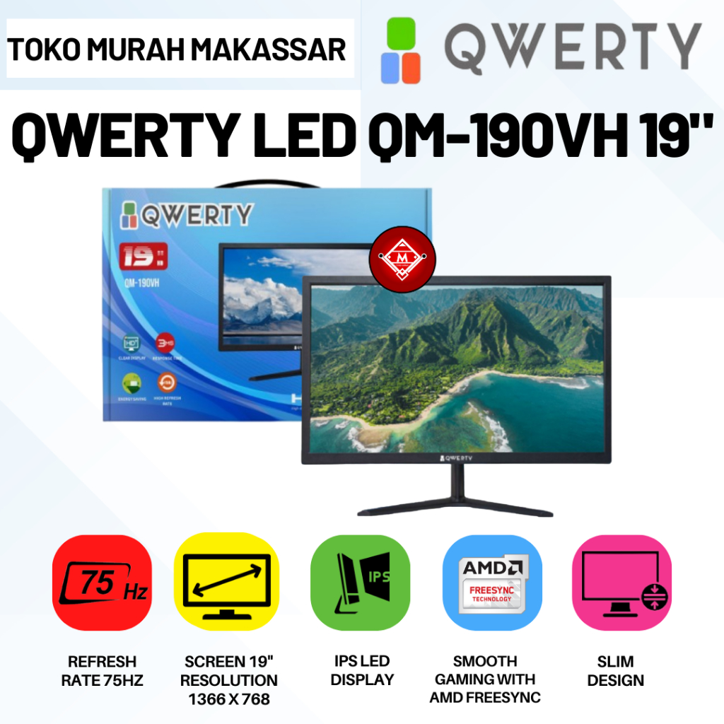 Jual Monitor LED Qwerty QM-190VH 19" Flat IPS 768p 75 Hz / MON01-QWT ...