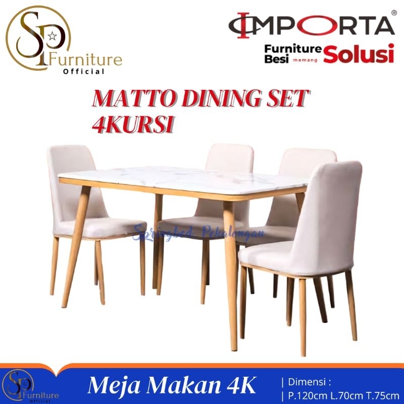 Jual IMPORTA Meja Makan Marmer 4 Kursi Dining Table Minimalis / Set ...