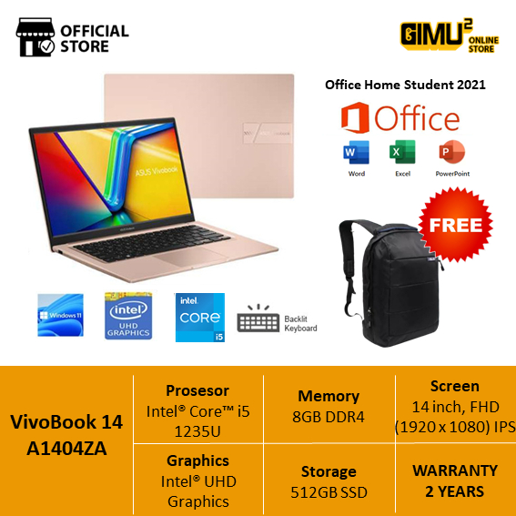 Jual Asus Vivobook 14 A1404ZA-VIPS551/VIPS552 i5-1235U 8GB 512GB 14 ...