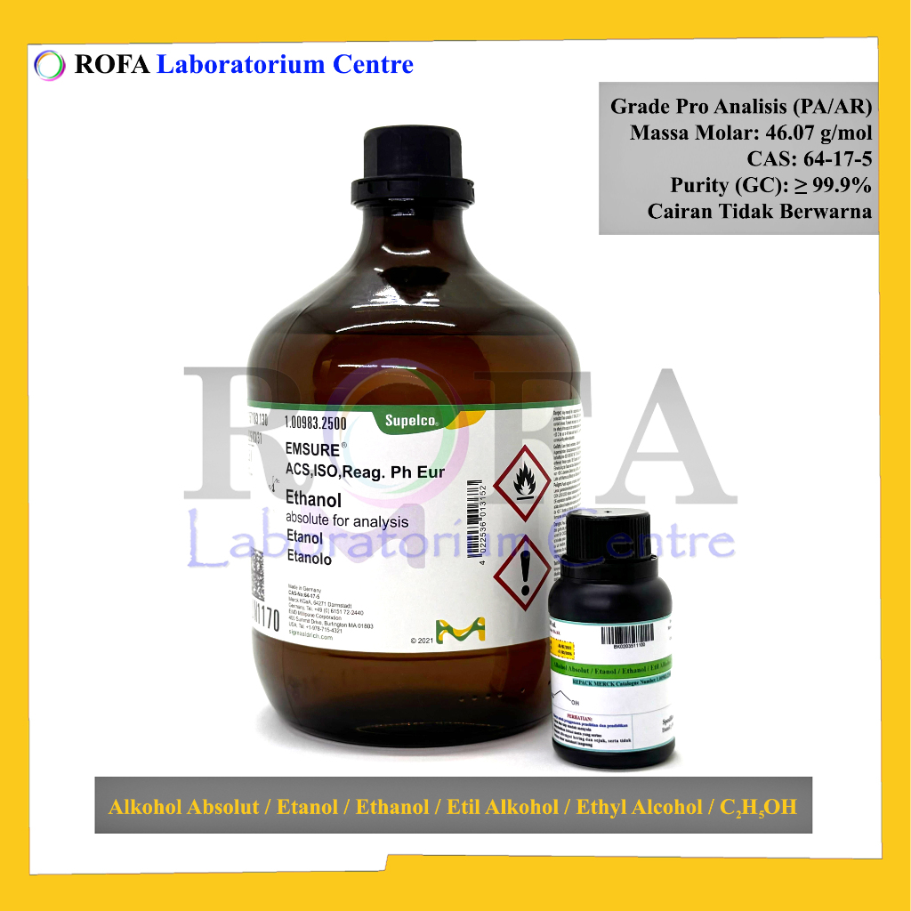 Jual Alkohol Absolut / Etanol / Ethanol / Etil Alkohol / Ethyl Alcohol / C2H5OH Pro Analisis ...