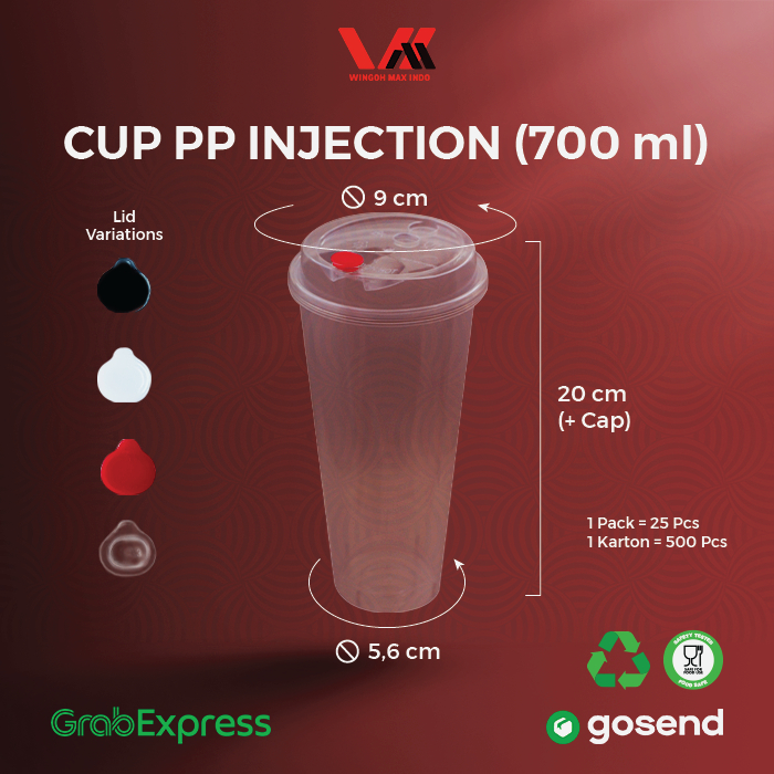 Jual [500 PCS] CUP INJECTION 700ML - CUP BENING - GELAS PLASTIK MINUMAN ...