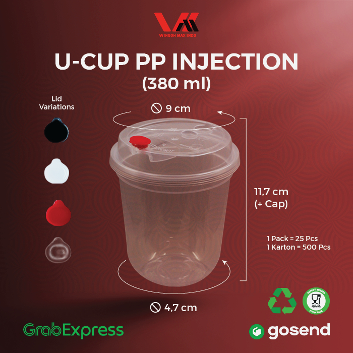 Jual [500 PCS] CUP INJECTION 380ML - CUP PLASTIK OVAL - 12OZ - CUP ...