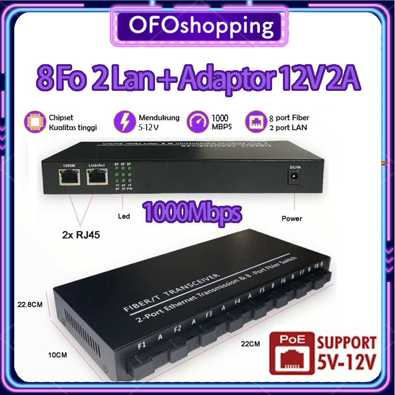 Jual Htb Gigabit 8 Fo 2 Lan Media Converter 8G2E Switch Netlink 8 RJ45 Optik Fiber Optic 2 SC ...