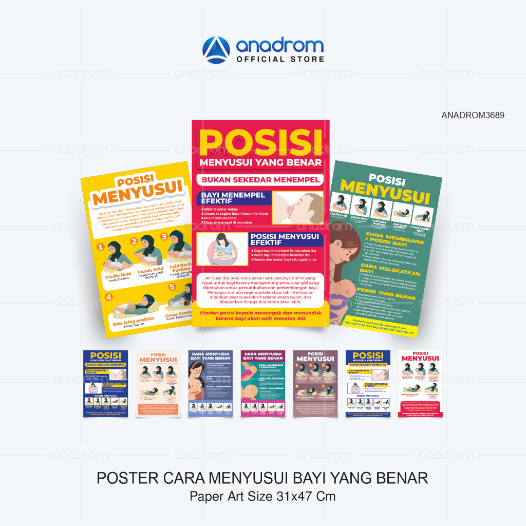 Jual Poster Cara Menyusui Bayi yang Benar | Poster Posisi Menysui yang ...