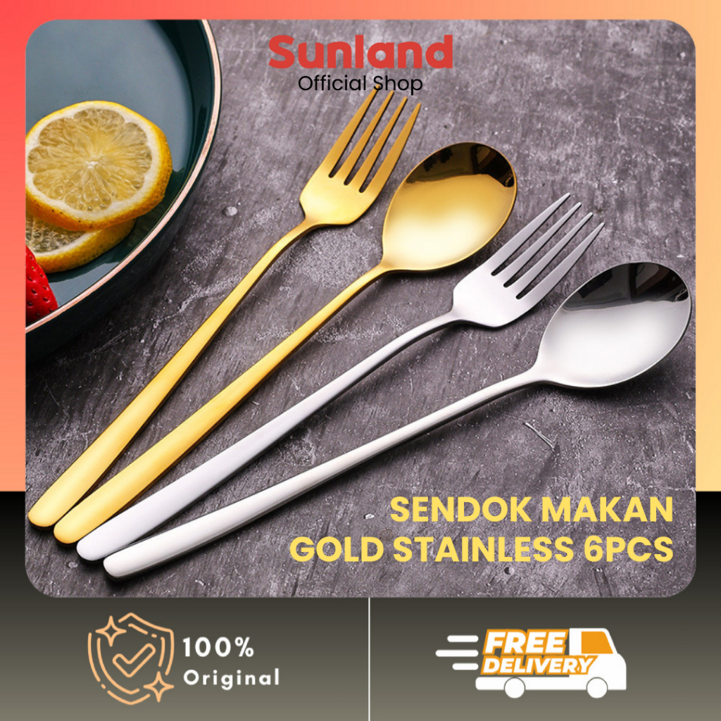 Jual SUNLAND Sendok Garpu Korea Sujeo Gold Set isi 6 Stainless / Alat ...