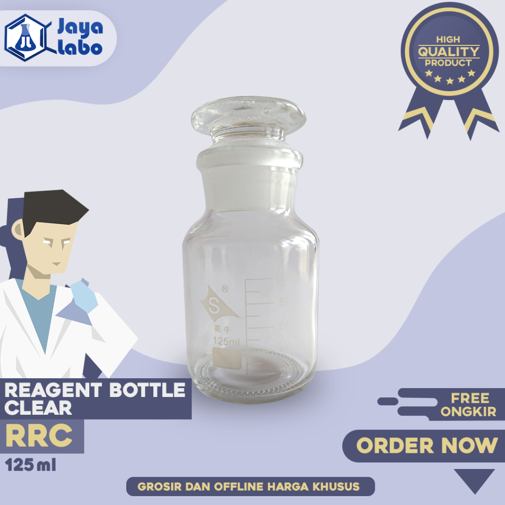Jual Reagent Bottle / Botol Reagen Wide Mouth Bening (clear) RRC 125 ml ...