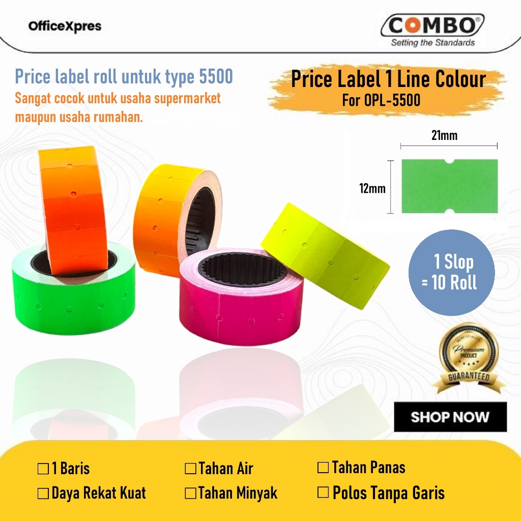 Jual Label Harga 1 Line Warna / Price Label 1 baris Colour Combo ...