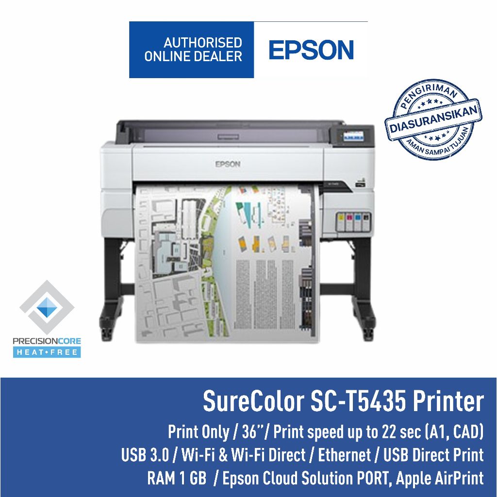 Jual Printer EPSON SURECOLOR SC-T5435 SC T5435 Stand Plotter A0 36 INCI ...