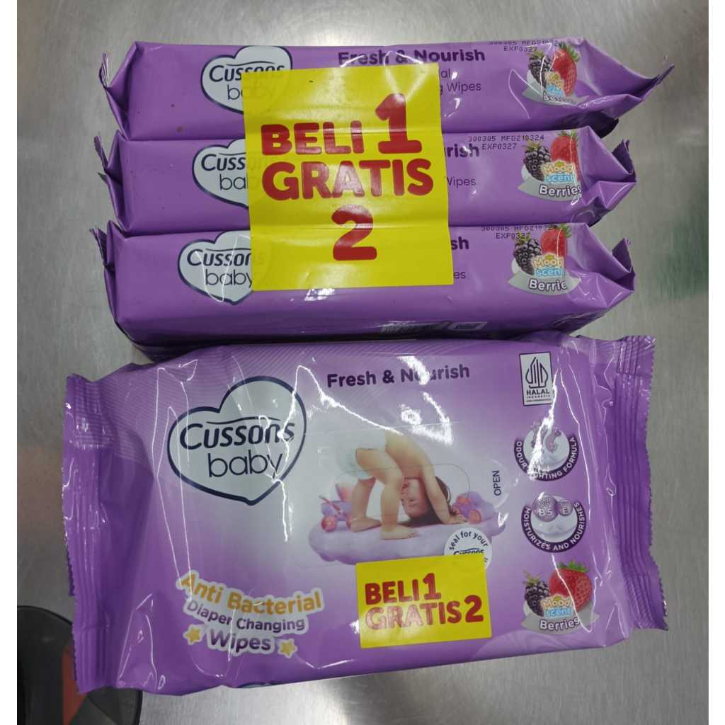 Jual Tisu basah cussons beli 1 gratis 2 ( isi 45 lembar x 3 ) / tisu ...