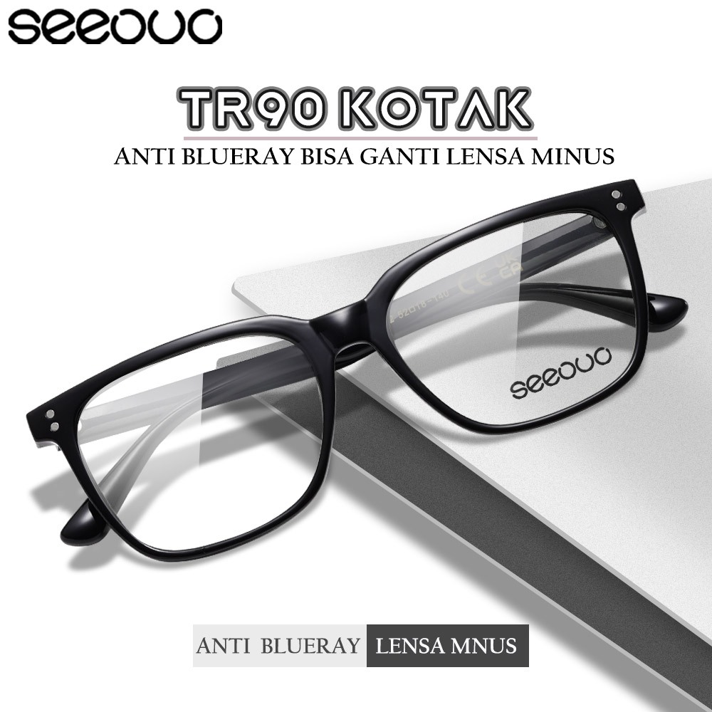 Jual Seeouo Kacamata Antiradiasi Blueray Bahan TR90 Ringan Model Kotak Kokoh Bisa Minus Pria ...