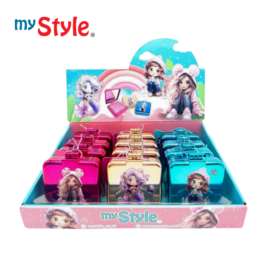Jual My Style TM 1220 Folding Square Hairbrush With Mirror in Metal ...