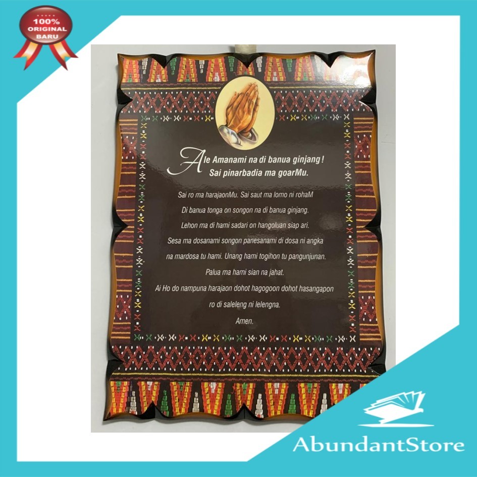 Jual Hiasan Dinding Dekorasi Rohani Doa Bapa Kami Bahasa Batak - Ale ...