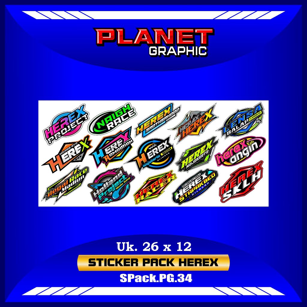 Jual STICKER PACK VINYL/HOLOGRAM RACING HEREX DRAG UKURAN 26 x 12 ...