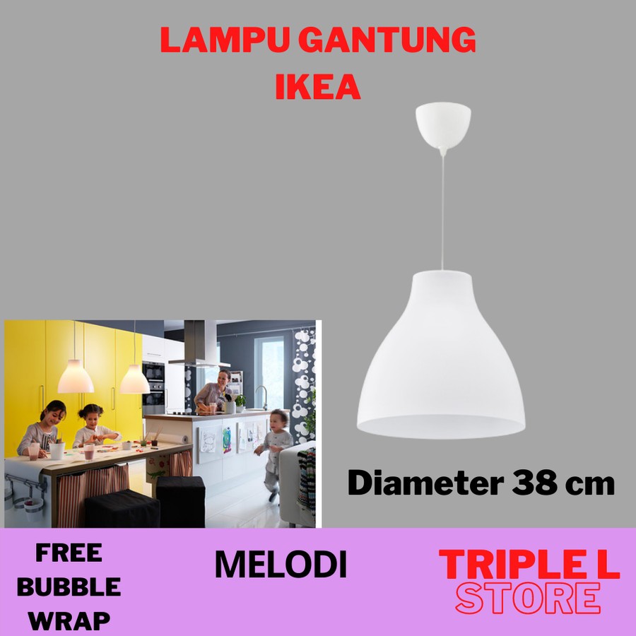 Jual Kap Lampu Gantung Hias Meja Makan Putih Minimalis Putih 38 cm MLDI ...