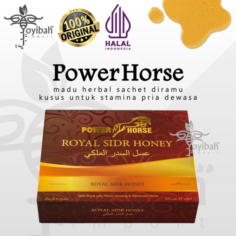 Jual Power Horse Royal Sidr Honey (Barcode) Original 100% [1 Box 24 sachet/10g] madu kuat pria ...