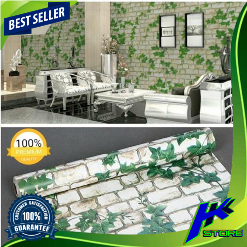 Jual Wallpaper Dinding Motif Bata 45cm x 5m Bata Putih Daun Wallpaper ...