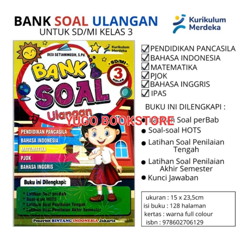 Jual BUKU BANK SOAL ULANGAN KELAS 3 SD/MI KURIKULUM MERDEKA ORIGINAL FULL COLOUR | Shopee Indonesia