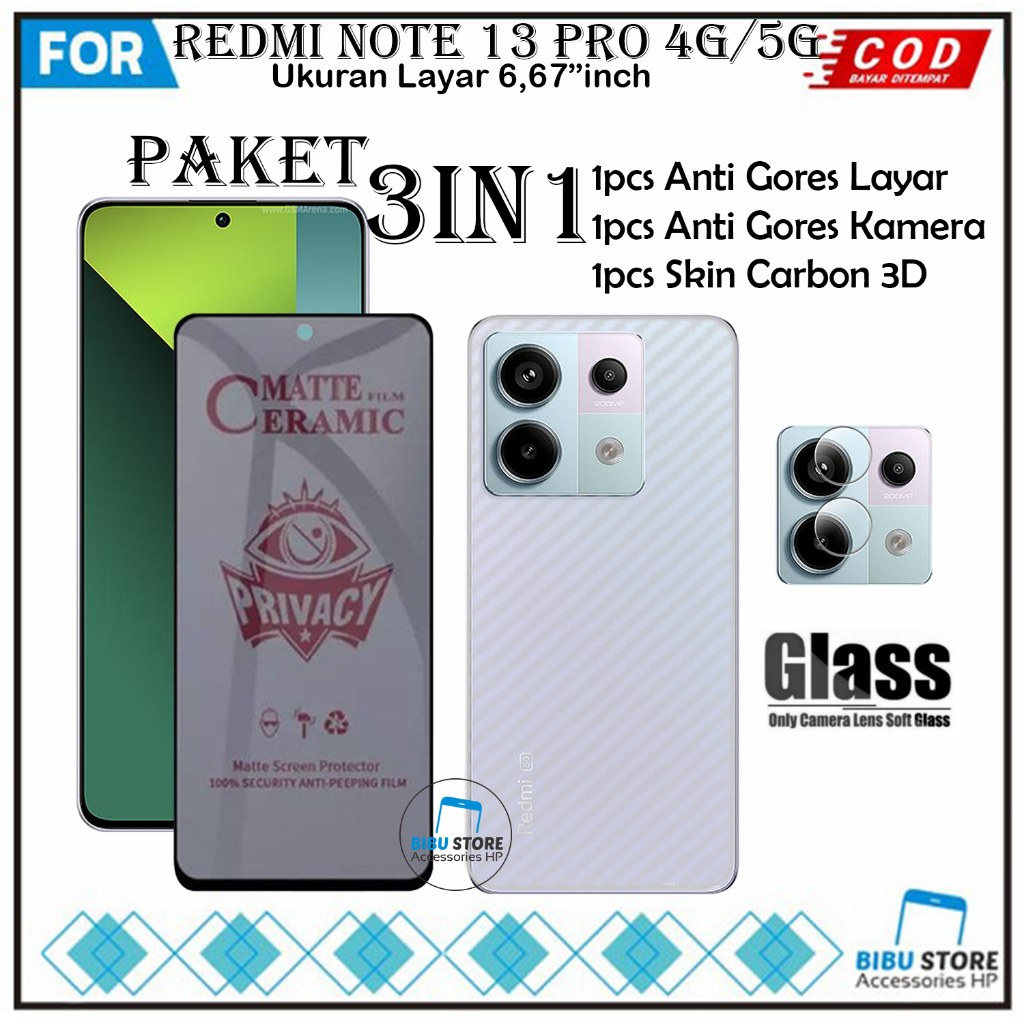Jual Paket 3in1 Tempered Glass Xiaomi Redmi Note 13 Pro 4G/5G Note 13 ...
