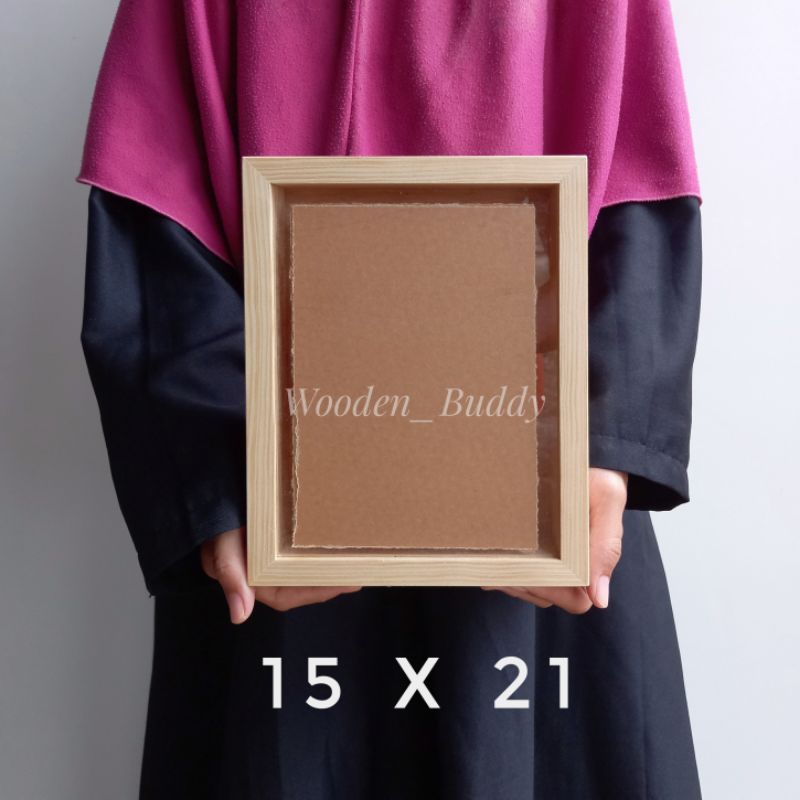 Jual Frame 3D 15 x 21cm Kaca Akrilik Kayu Pinus Space 3,5cm | Shopee ...