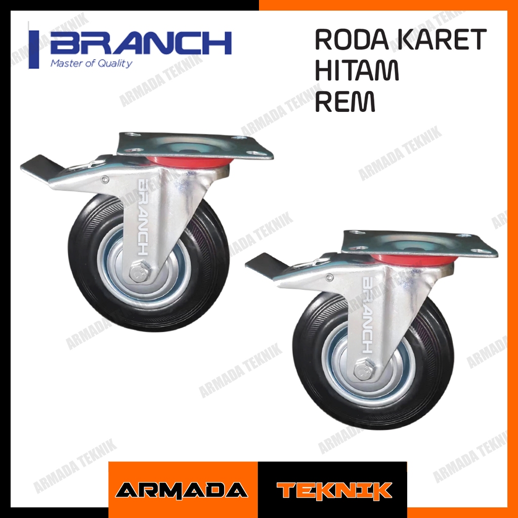 Jual Roda Trolley Karet Hitam 3 4 5 6 Inch Rem Branch | Shopee Indonesia